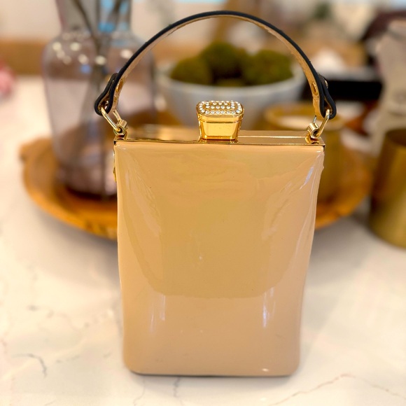 Source Unknown | Bags | Rhinestone Clasp Patent Leather Handbag With ...